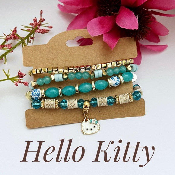 Jewelry | Hello Kitty Beaded Bracelet Set New | Poshmark